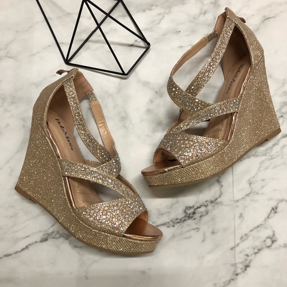 Nordstrom | Shoes | Gold Diamonds Sparkles Womens Wedge Dress Heels ...